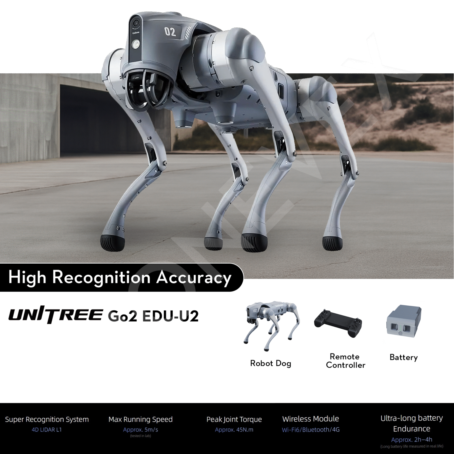 Unitree Go2 EDU U2 Robot Dog with Controller – AIQuadruped